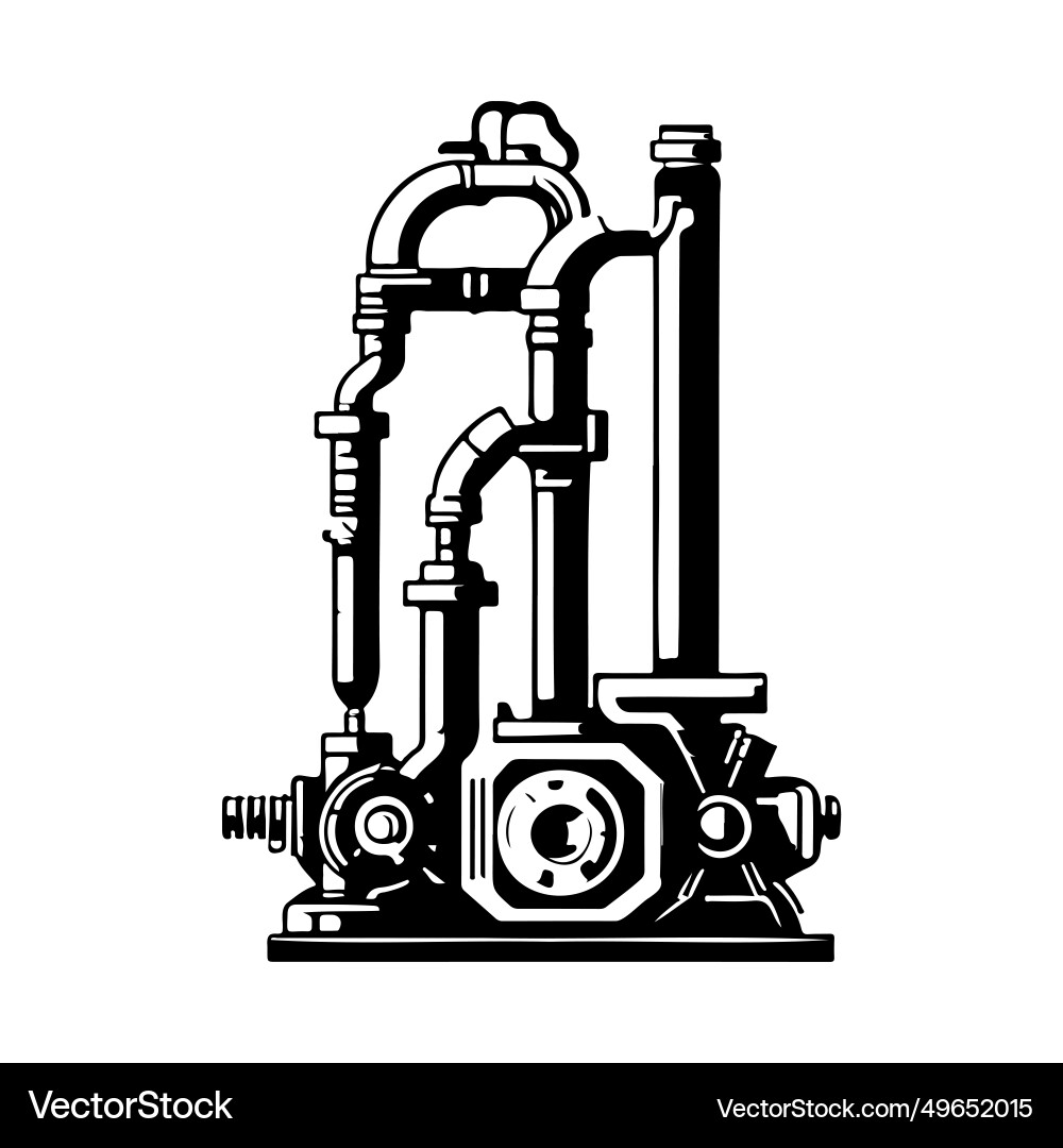 Machine factory icon hand draw black colour Vector Image