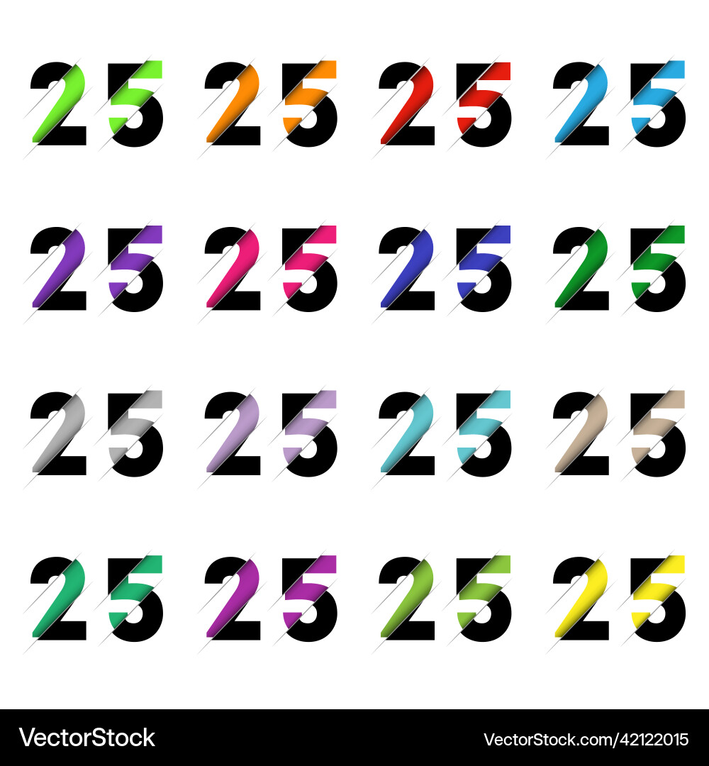 Paper cut number twenty five 25 realistic 3d Vector Image