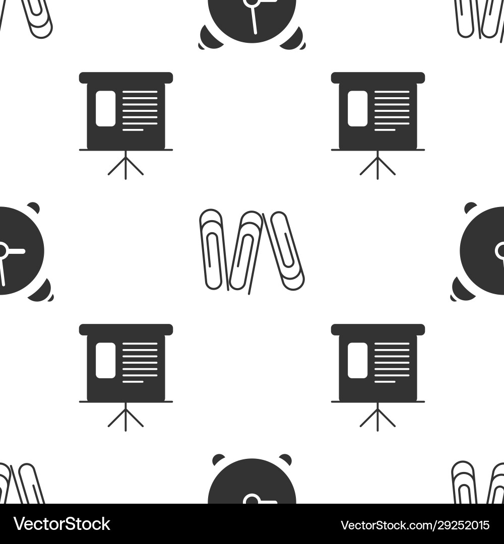 Set alarm clock paper clip and presentation Vector Image