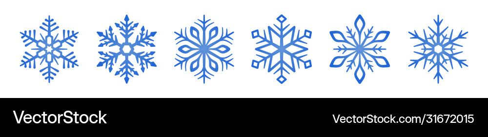 Set blue snowflakes icons template Royalty Free Vector Image