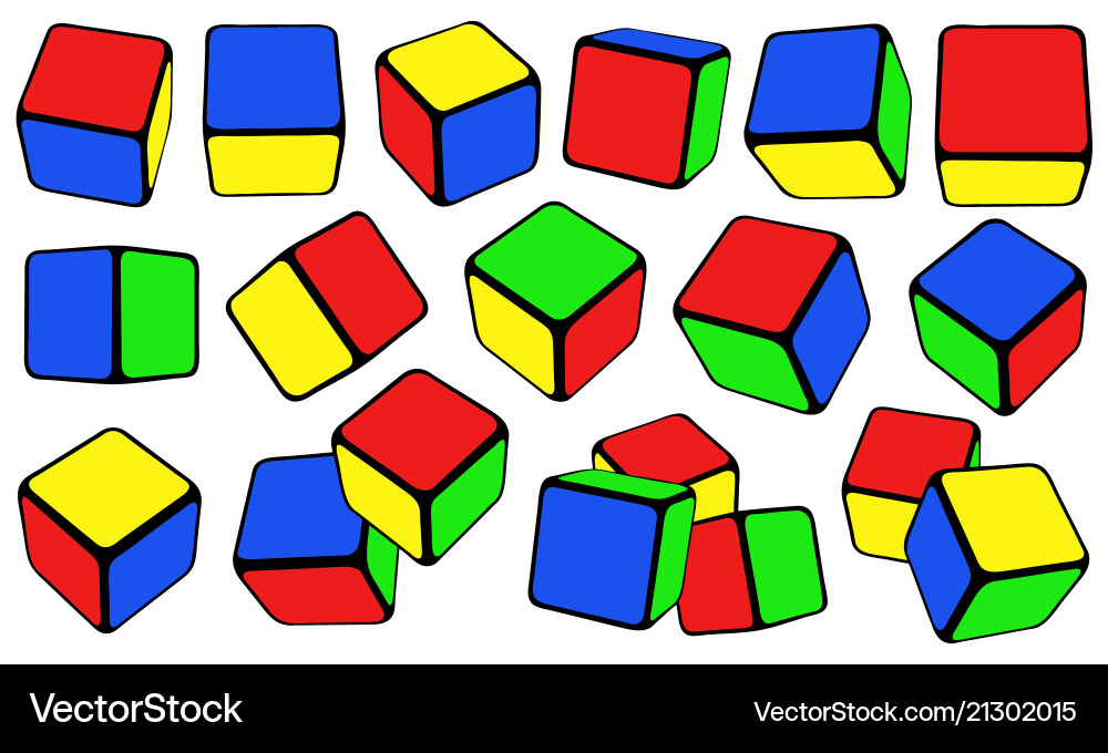 Set of different colorful cubes Royalty Free Vector Image