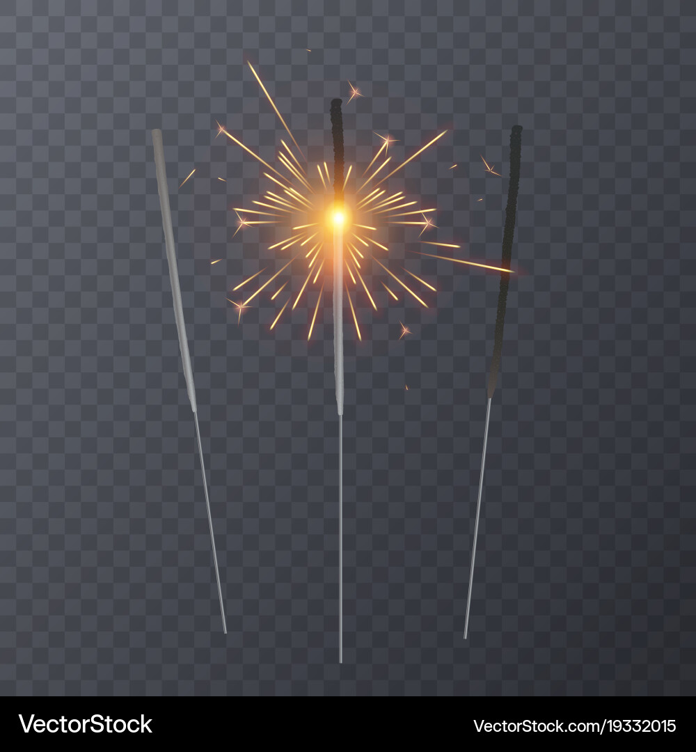 Set of realistic bengal light effects isolated Vector Image