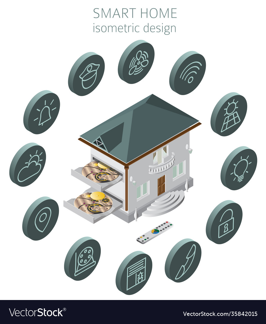 Smart home isometric infographic collection Vector Image
