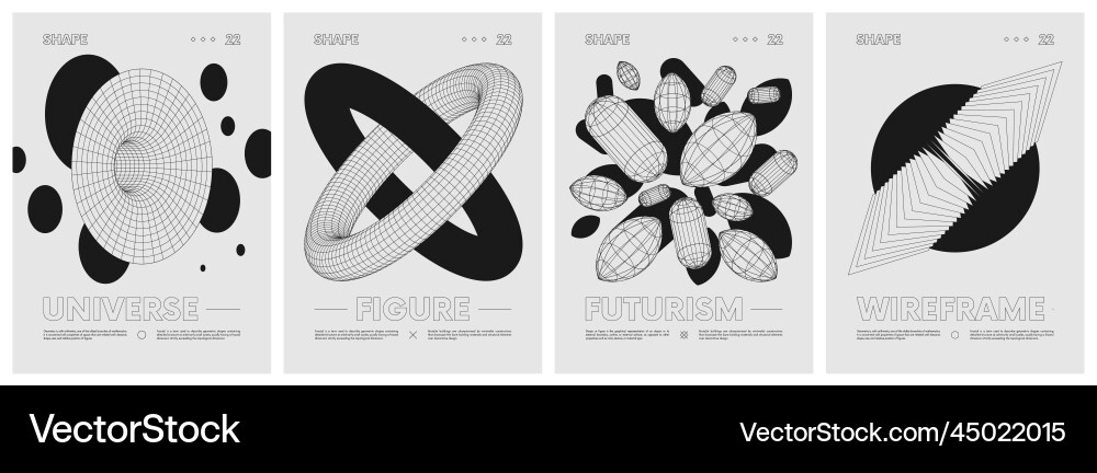 Strange wireframes of geometrical shapes Vector Image