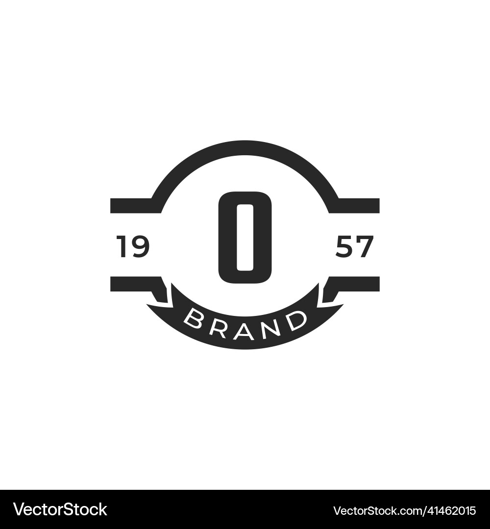 Vintage insignia number 0 logo design template Vector Image