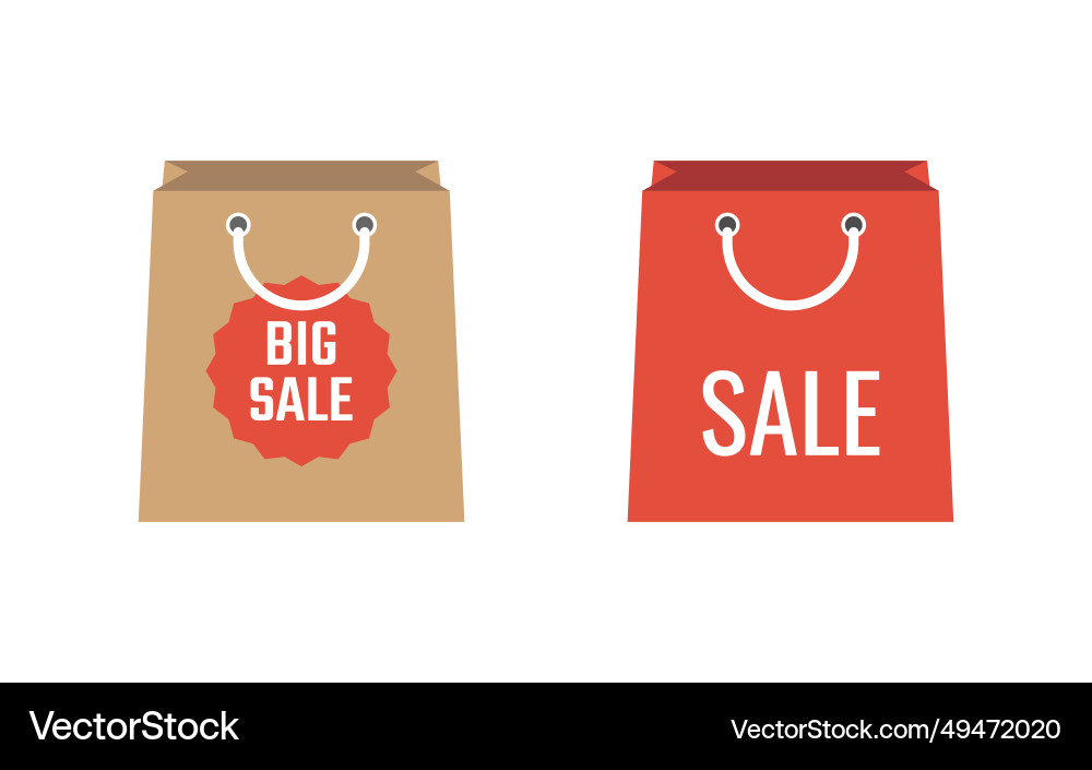 Shopping paper bag icon set purchase package Vector Image