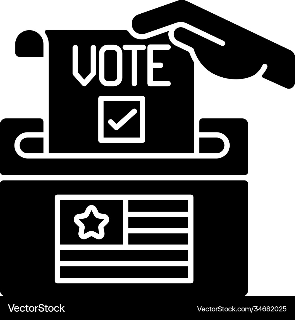 Ballot drop box black glyph icon Royalty Free Vector Image