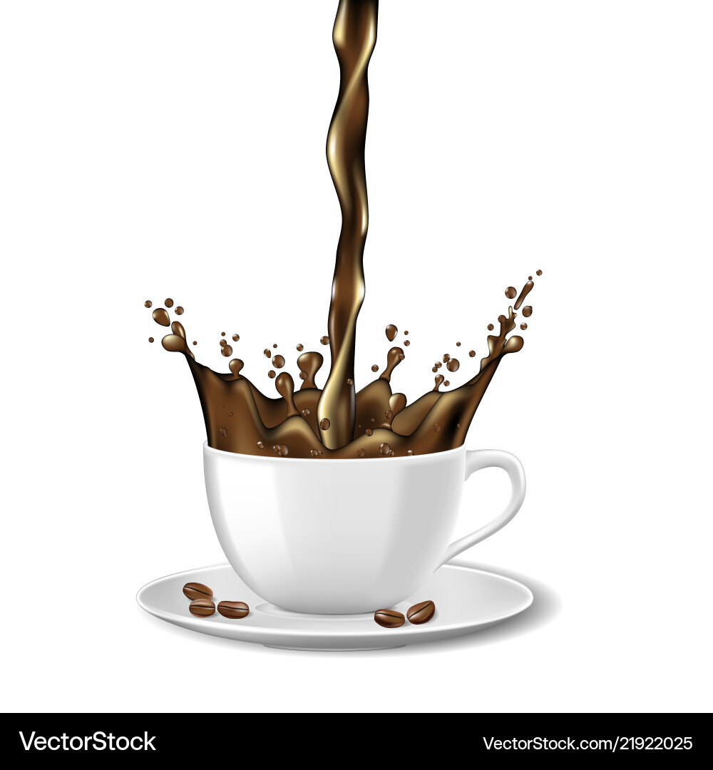 Black instant coffee cup and beans ads design hot Vector Image