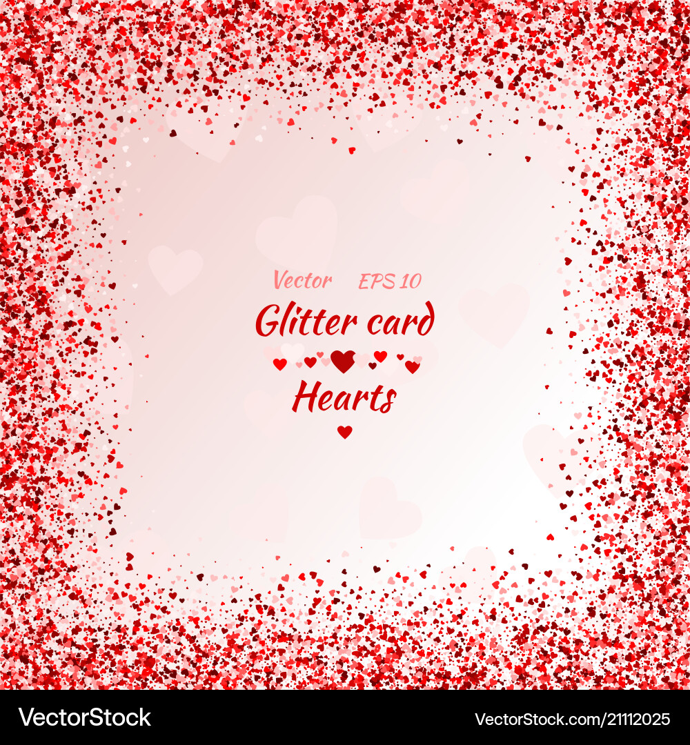 Card with shimmer greeting with hearts Royalty Free Vector