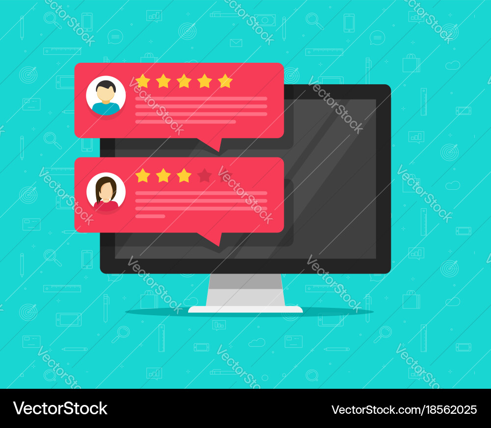 Computer and customer review rating messages Vector Image