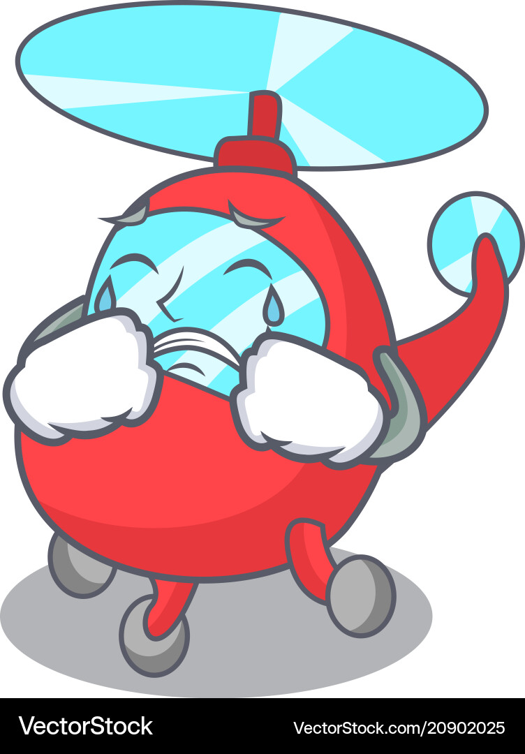 Crying helicopter mascot cartoon style Royalty Free Vector