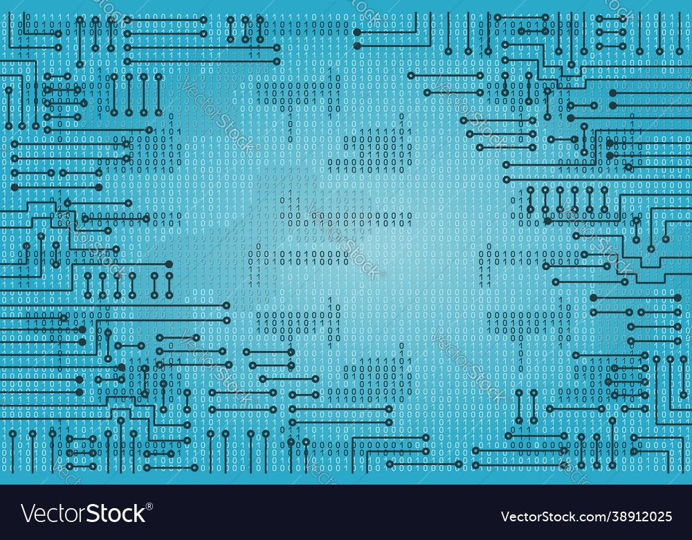 Electronic circuit and binary code Royalty Free Vector Image
