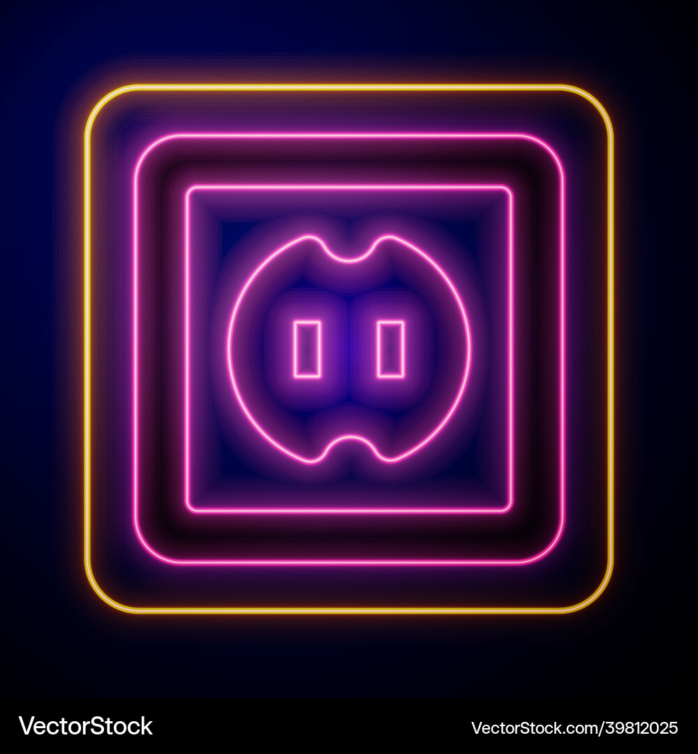 Glowing neon electrical outlet icon isolated Vector Image
