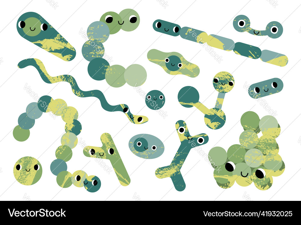Happy cute bacteria character with smiling face Vector Image