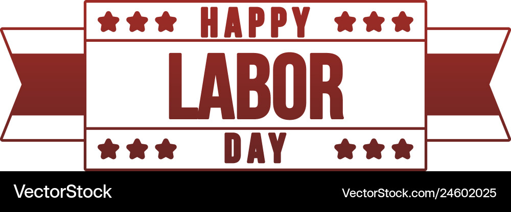 Happy labor day emblem red lines Royalty Free Vector Image