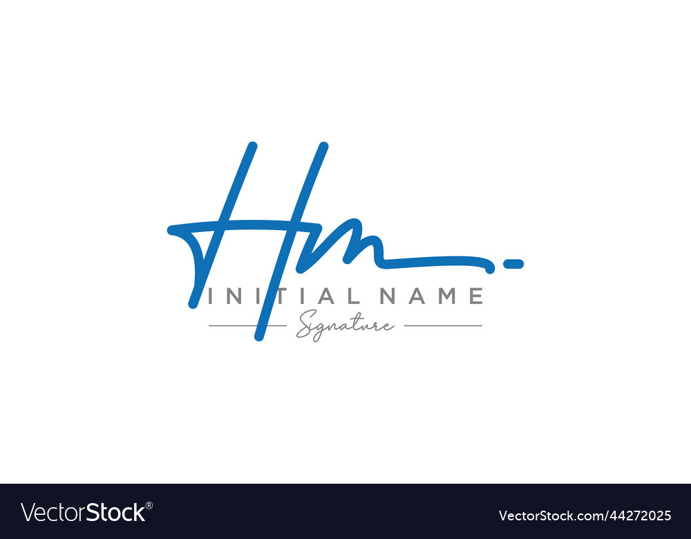 Initial hm signature logo template hand drawn Vector Image
