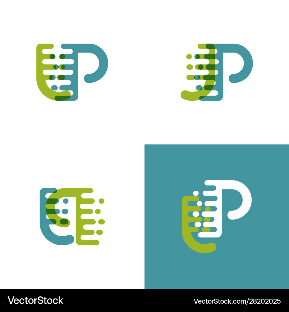 Jp letters logo with accent speed in light green Vector Image