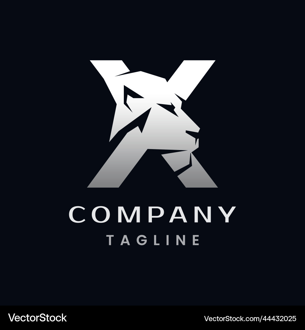 Letter x lion head logo design Royalty Free Vector Image
