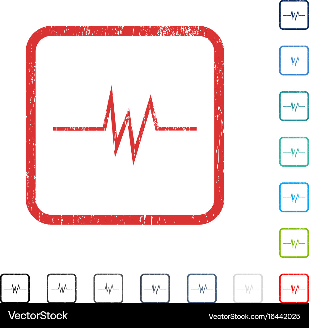 Pulse signal icon rubber watermark Royalty Free Vector Image