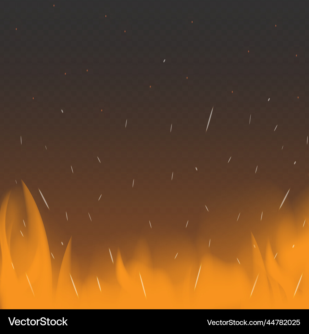 Realistic red-yellow fire on a dark background Vector Image