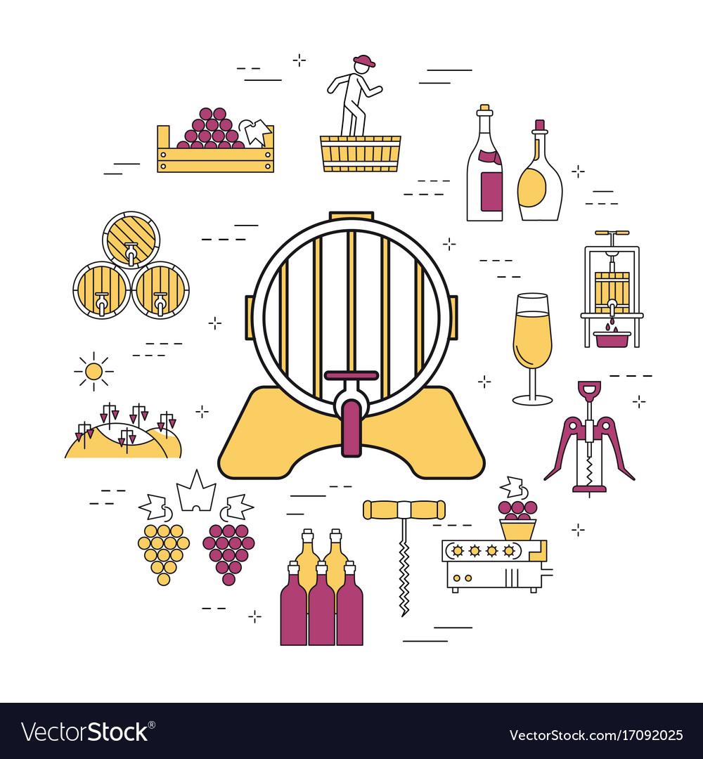 Round linear concept of barrel wine Royalty Free Vector Round linear concept of barrel wine Royalty Free Vector