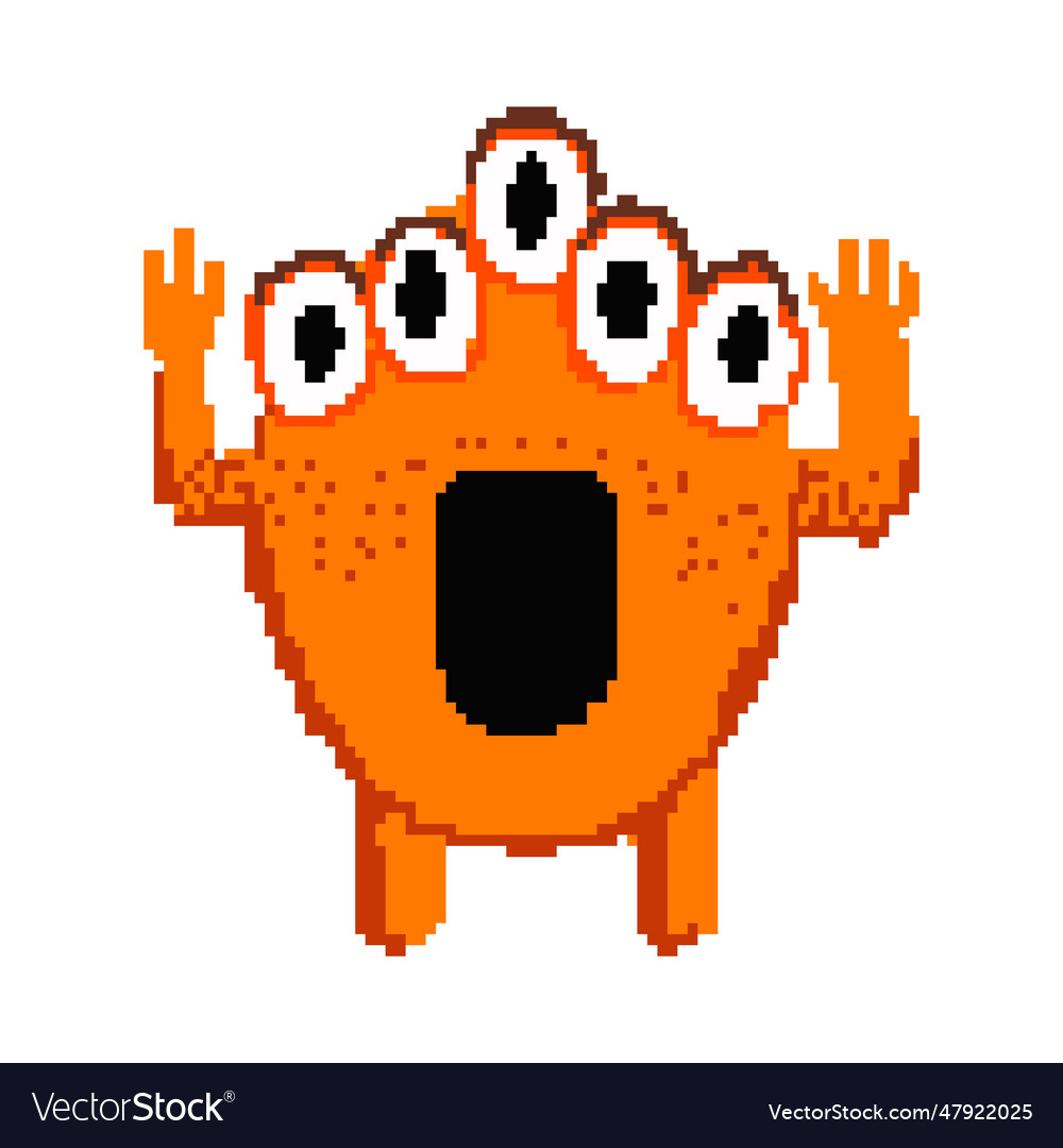 Scared shouting pixel monster Royalty Free Vector Image