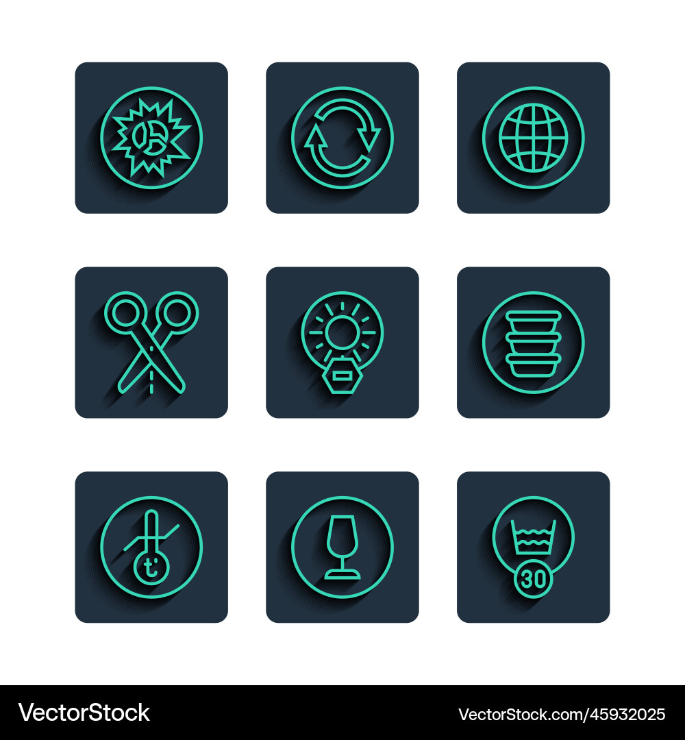 Set line meteorology thermometer fragile broken Vector Image