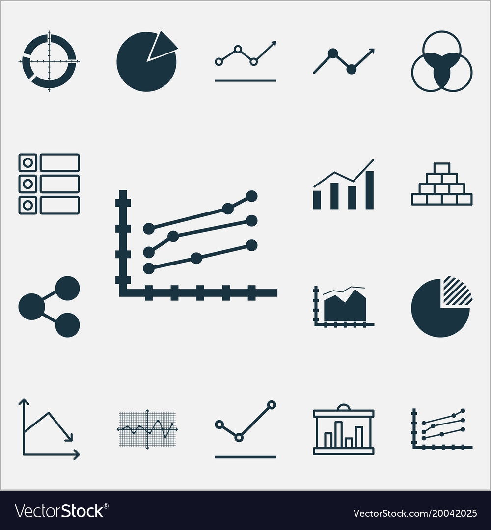 Set of graphs diagrams and statistics icons Vector Image