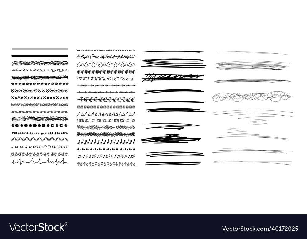 Set of hand drawn doodle lines isolated Royalty Free Vector