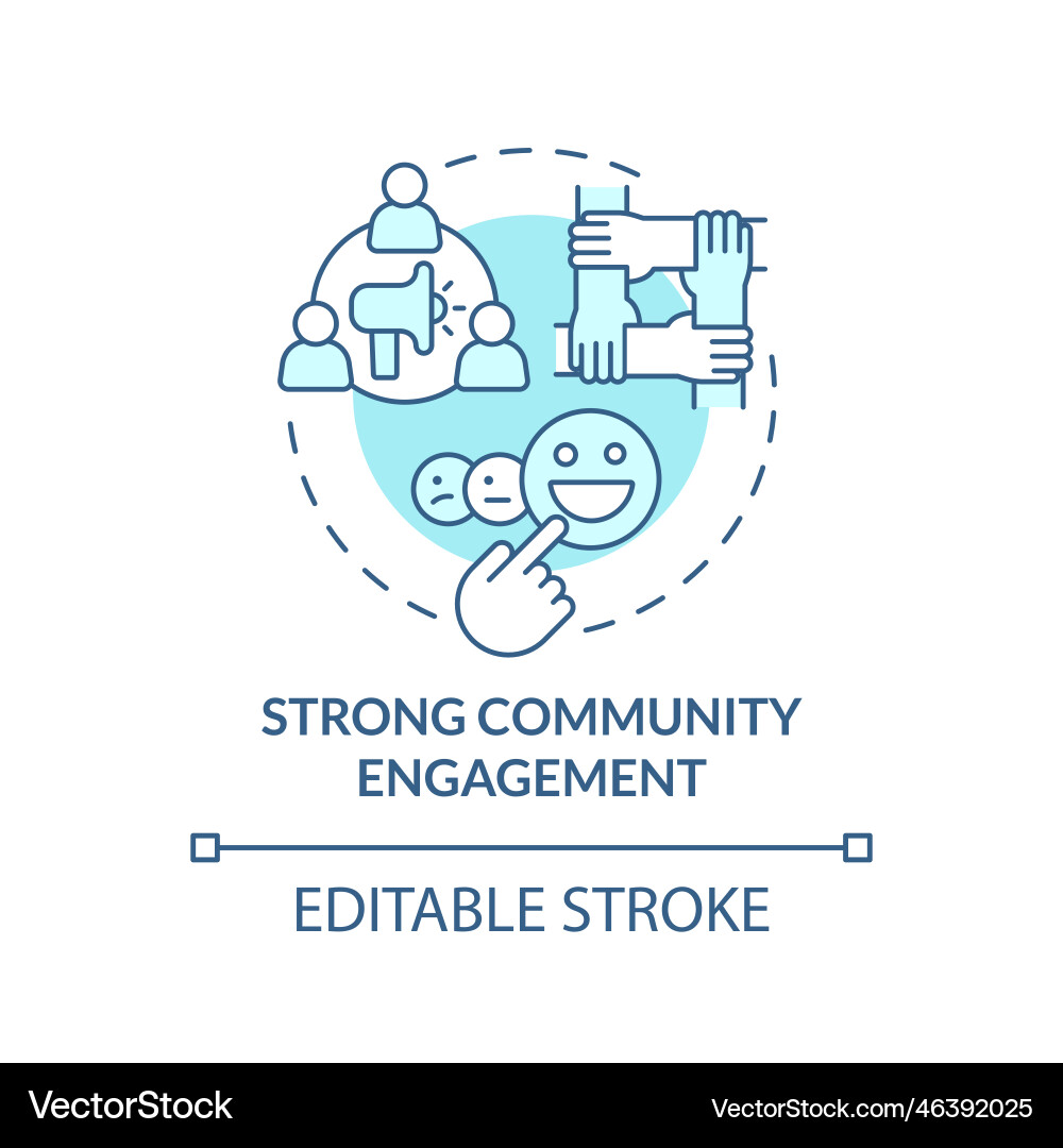 Strong community engagement turquoise concept icon