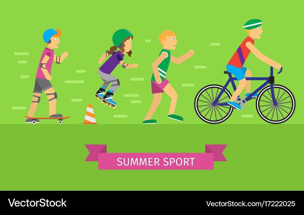 Summer sport concept in flat design Royalty Free Vector