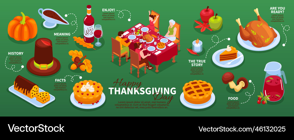 Thanksgiving day isometric infographics Royalty Free Vector