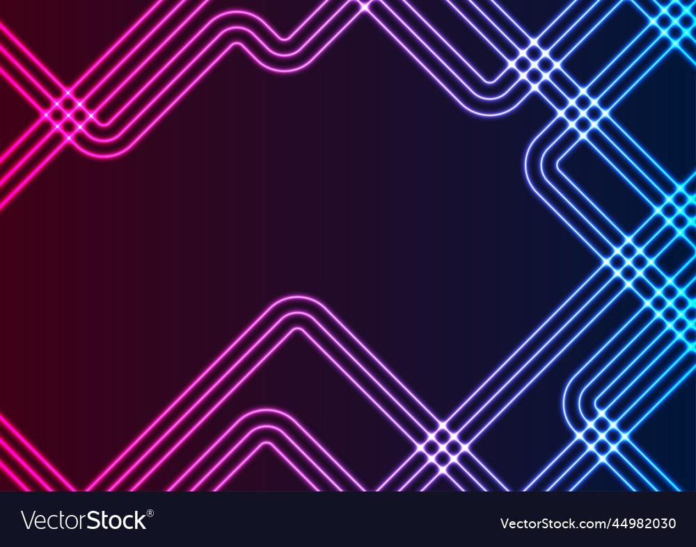 Abstract geometric hi-tech background with neon Vector Image