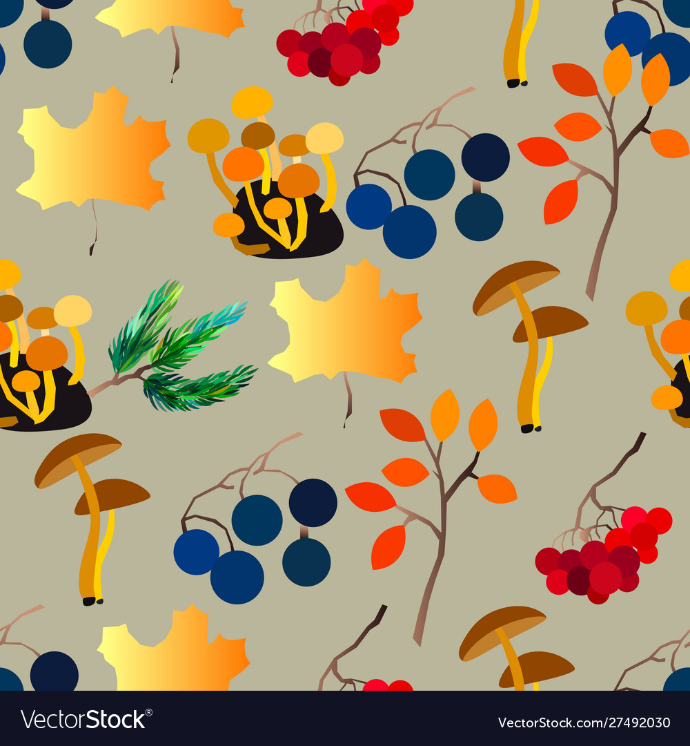 Autumn seamless pattern with berries Royalty Free Vector