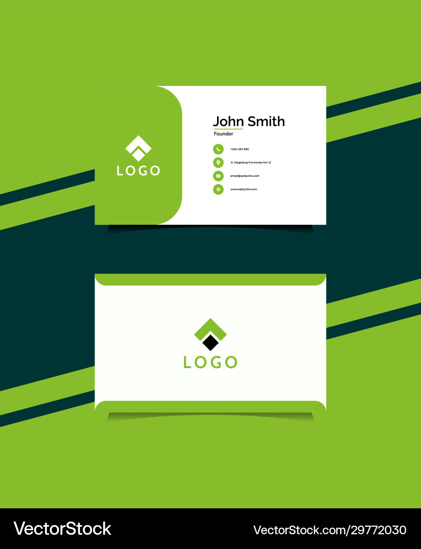 Business card design with green theme Royalty Free Vector