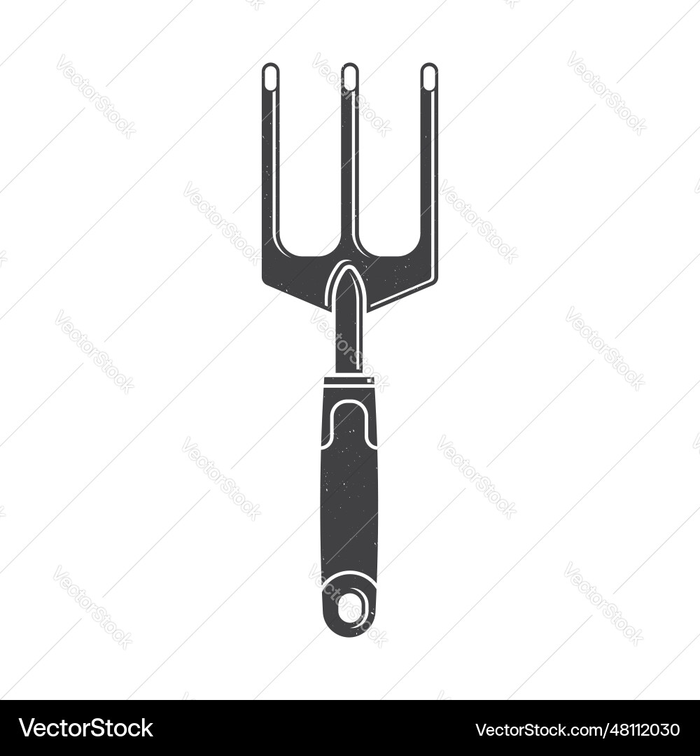 Garden rake icon silhouette isolated on white Vector Image