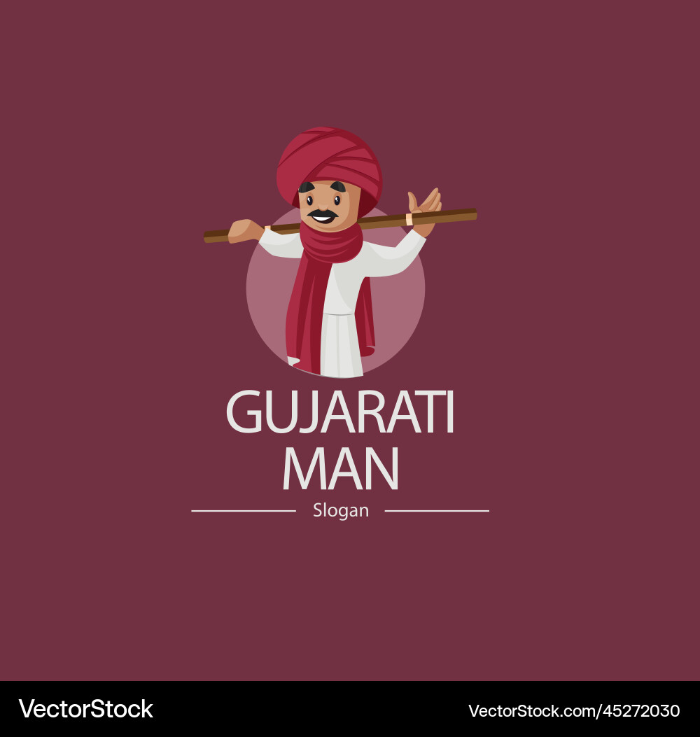 Gujarati man mascot logo Royalty Free Vector Image