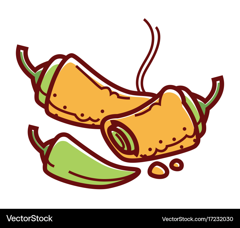Hot stuffed chiles rellenos isolated cartoon Vector Image