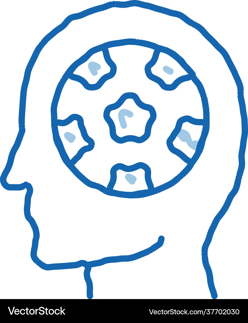 Instead brain - football doodle icon hand drawn Vector Image