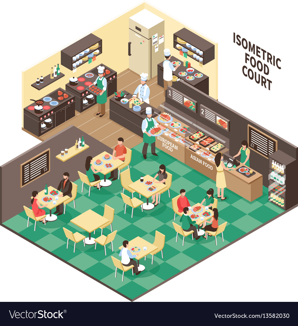 Isometric fastfood restaurant interior Royalty Free Vector Isometric fastfood restaurant interior Royalty Free Vector