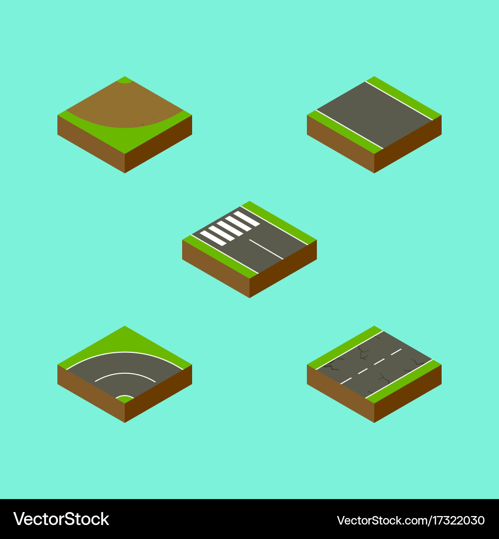 Isometric road set of strip without cracks Vector Image
