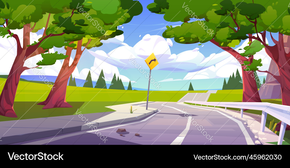 Mountain valley landscape with highway road Vector Image