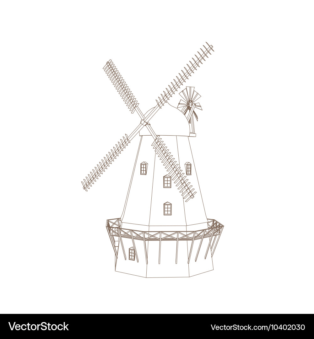 Old wind mill Royalty Free Vector Image - VectorStock