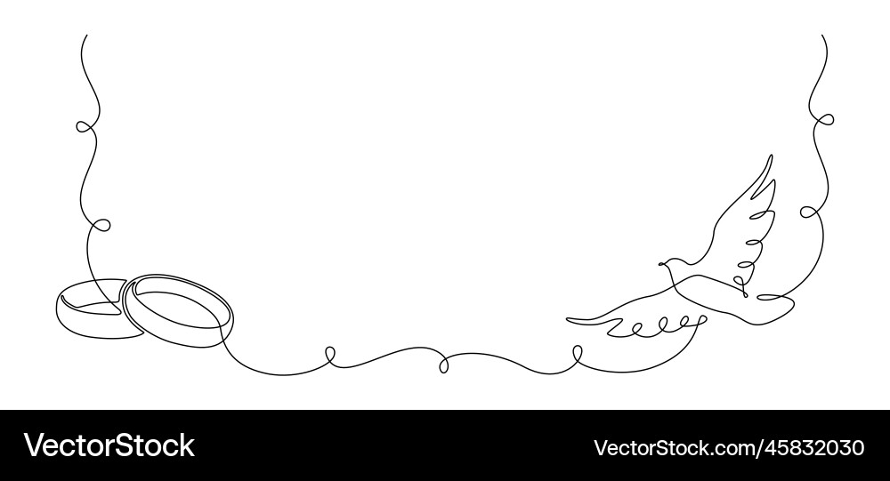 One continuous line drawing of wedding rings Vector Image