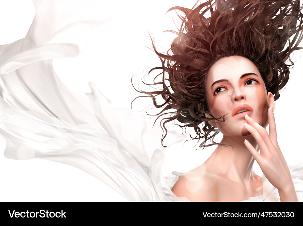 Pure woman with flowing chiffon Royalty Free Vector Image