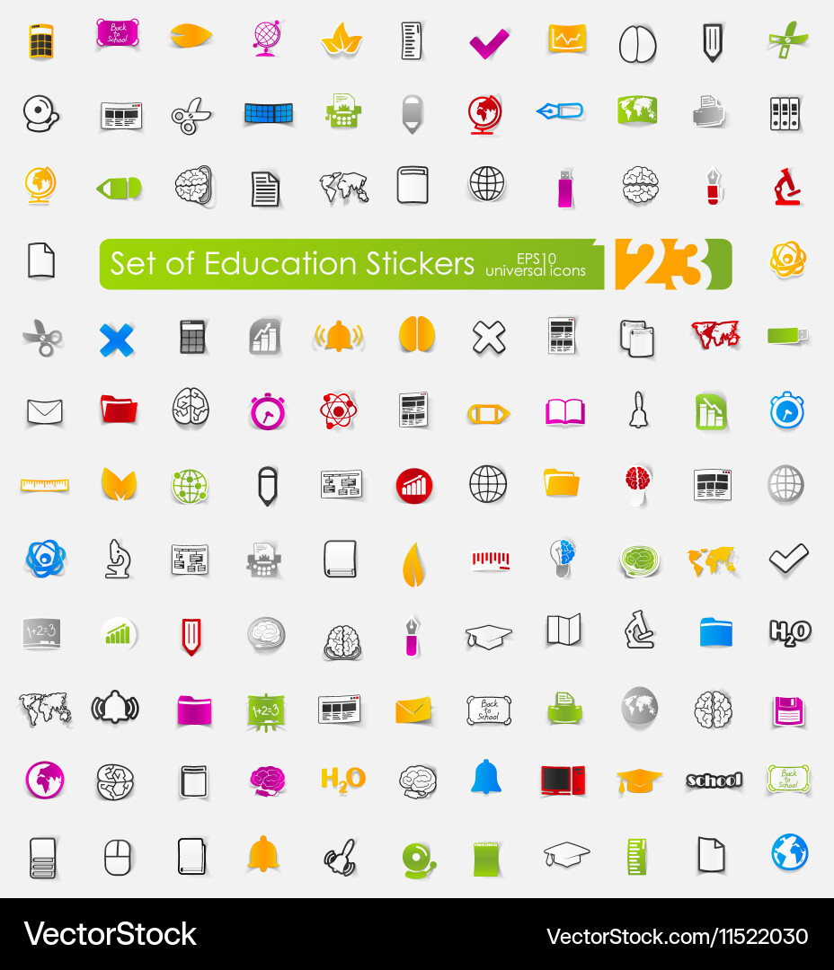 Set of education stickers Royalty Free Vector Image