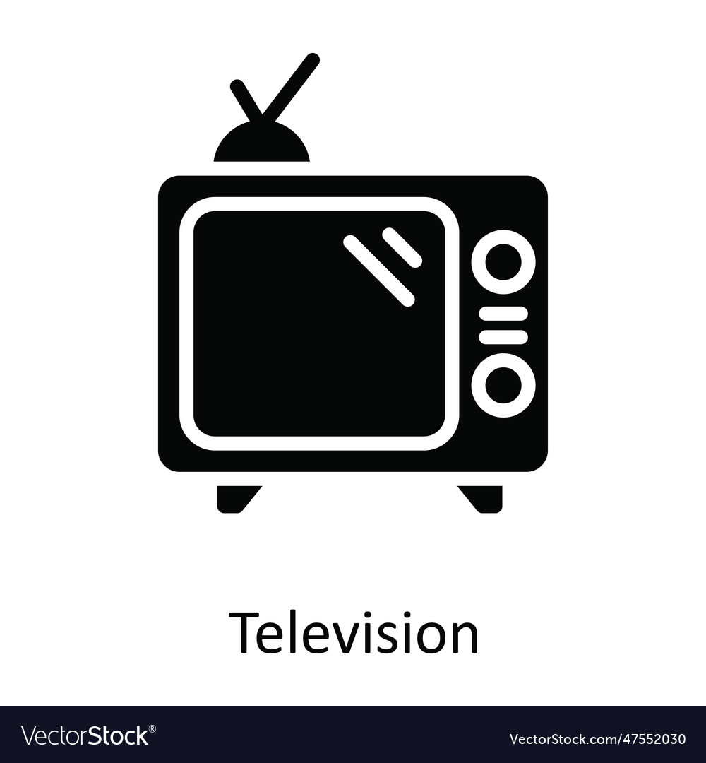 Television solid icon design Royalty Free Vector Image