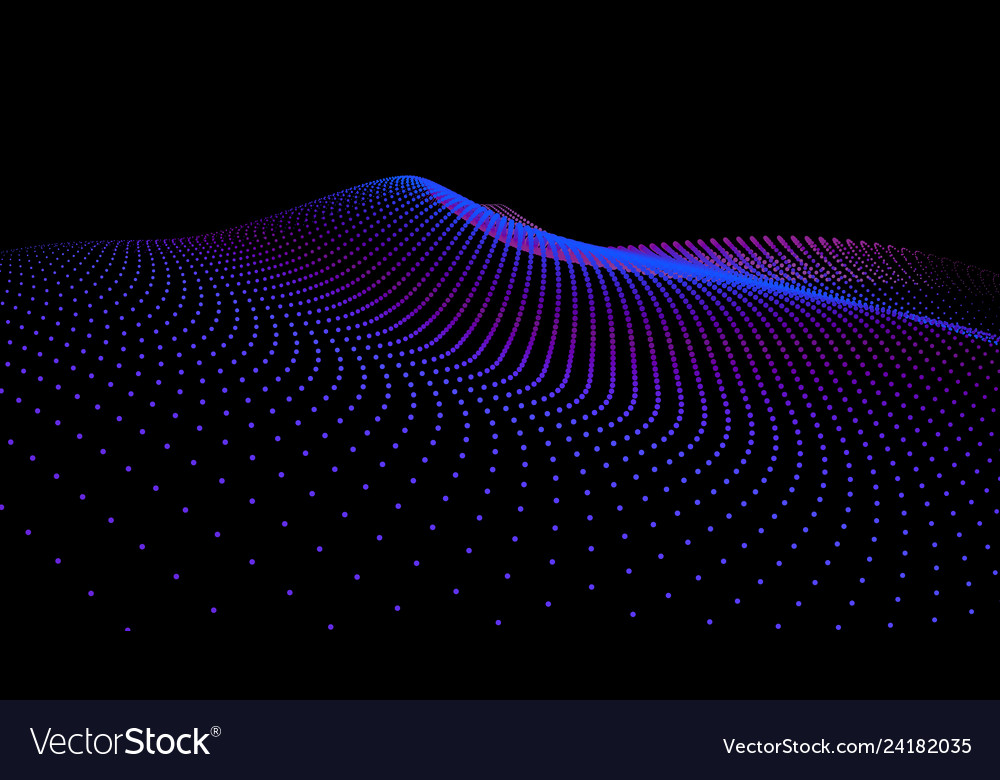 3d sea dots wave glowing stream background flow Vector Image