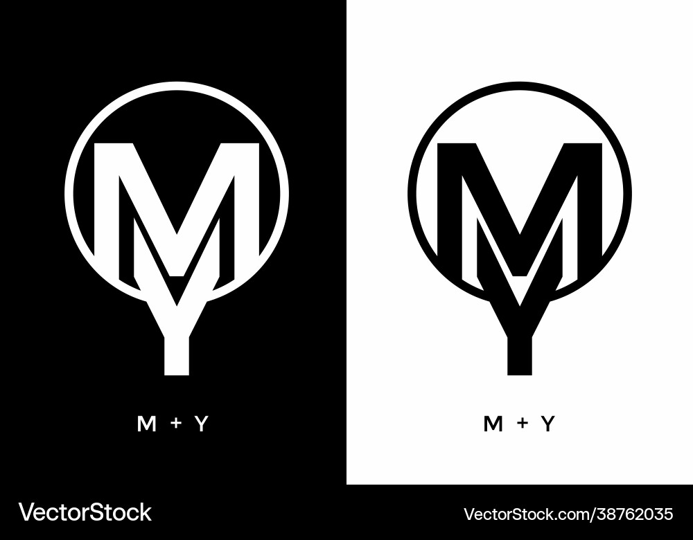 Black and white color my initial letter Royalty Free Vector