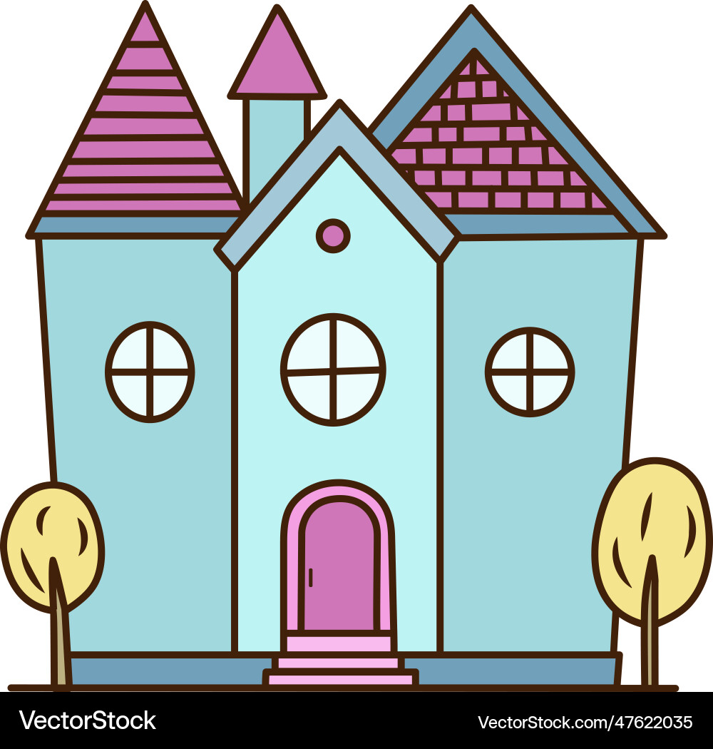Blue house traditional architectural style Vector Image